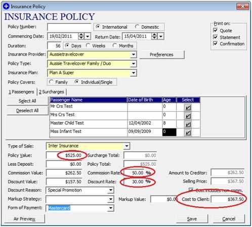 Discounting insurance paid direct via client card | Travelog